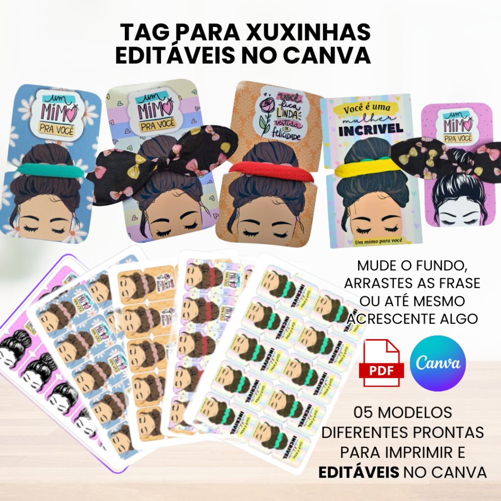 TAGS EDITÁVEIS NO CANVA + PDF PRONTO PARA IMPRIMIR | TAG PARA XUXINHA ...